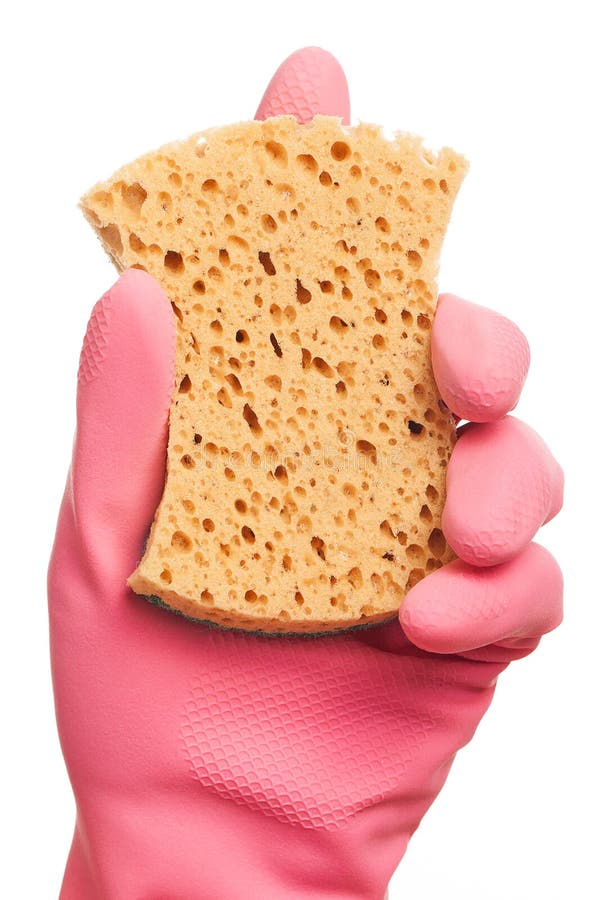 Hand in a Pink Glove Holding Sponge Stock Image - Image of health ...