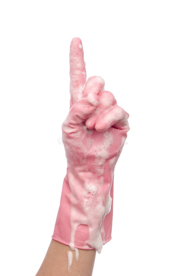 Hand in pink glove stock photo. Image of latex, plastic - 94610874