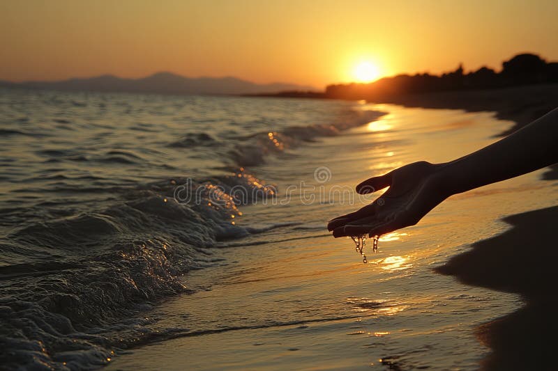 A Hand Placed on Seawater, when Seen from Up Close, Creates a Deeply ...