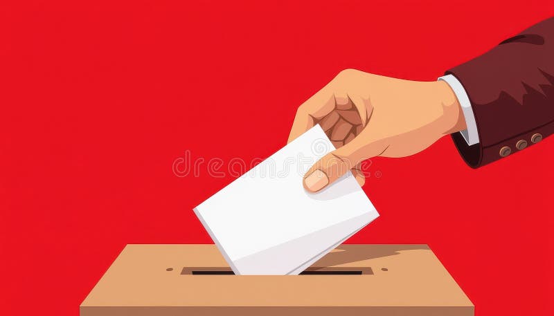 A Hand Placing a Ballot into a Box during a Voting Process in a ...