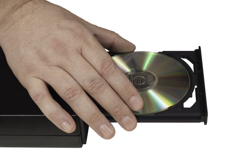Hand Placing a CD in a Drive Tray (2/3) Stock Image - Image of fingers ...