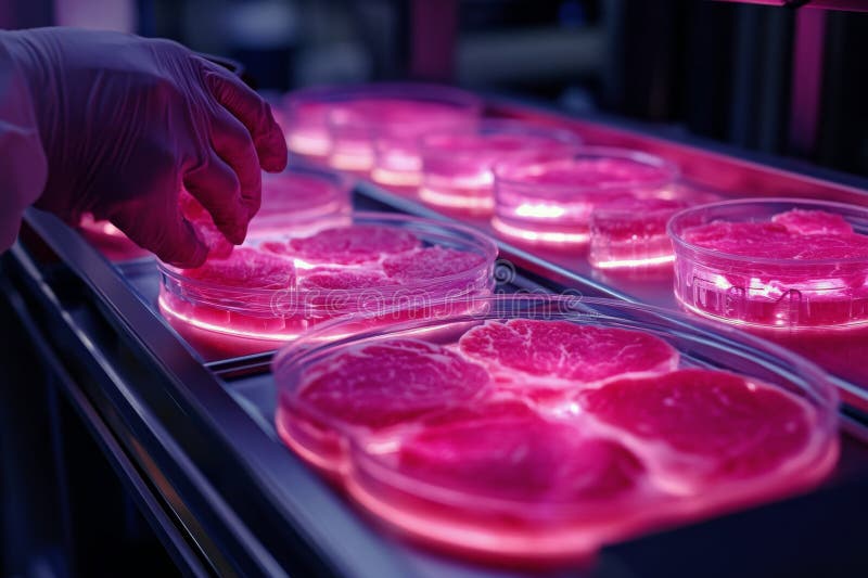 Hand Placing Cell Samples in Petri Dishes Under Laboratory Lights Stock ...
