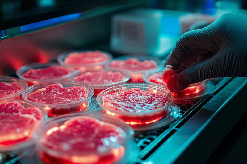 Hand Placing Cell Samples in Petri Dishes Under Laboratory Lights Stock ...