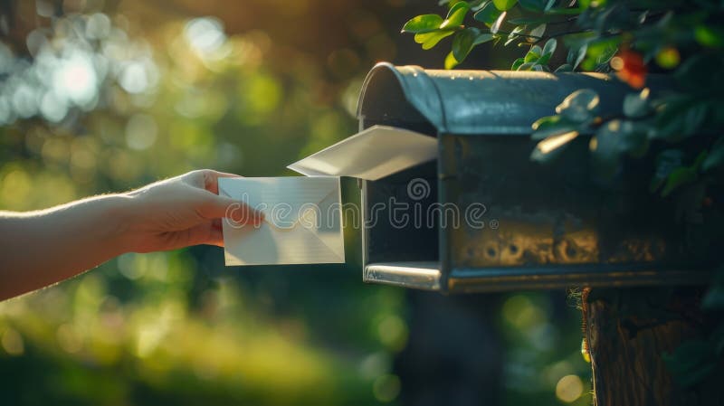 Hand Inserting Letter into Mailbox.AI Generated Image Stock Photo ...