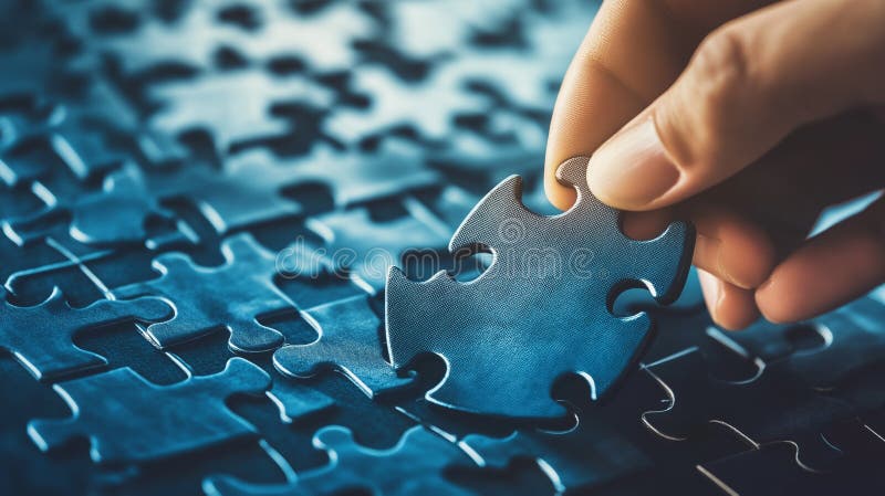 Hand Placing a Final Piece in a Puzzle, Forming a Complete Shield Stock ...