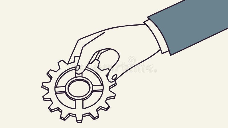 Hand Placing a Gear into a Mechanism, a Problem-solving Vector, Vector ...