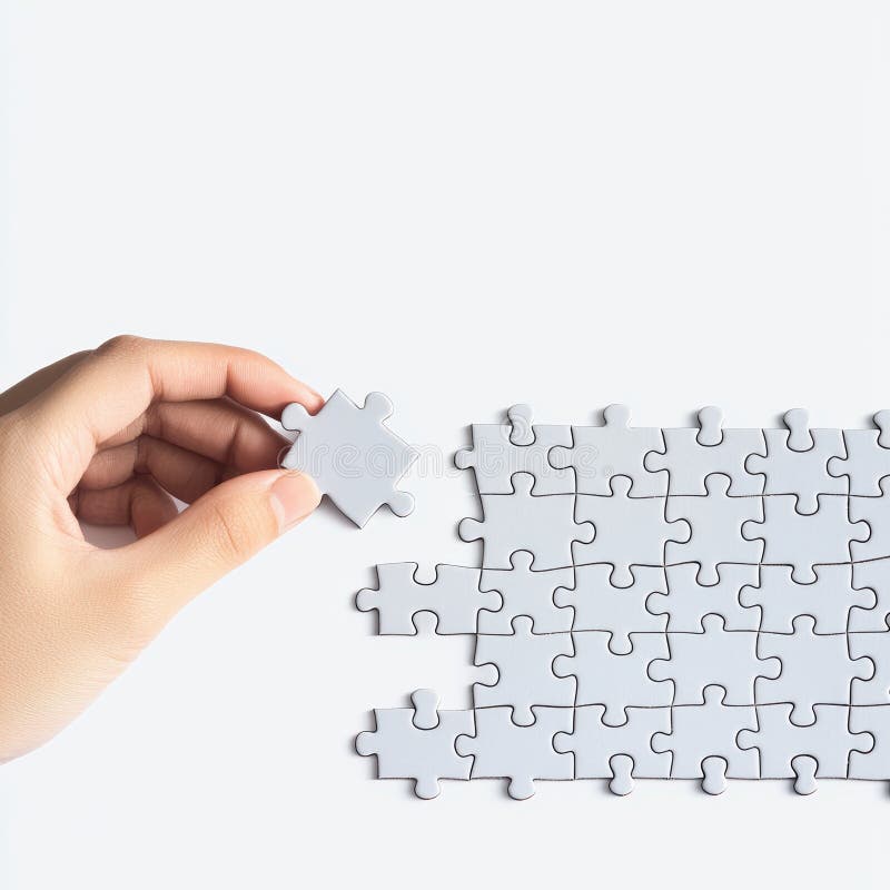 A Hand Placing the Last Puzzle Piece into a Puzzle, Symbolizing ...