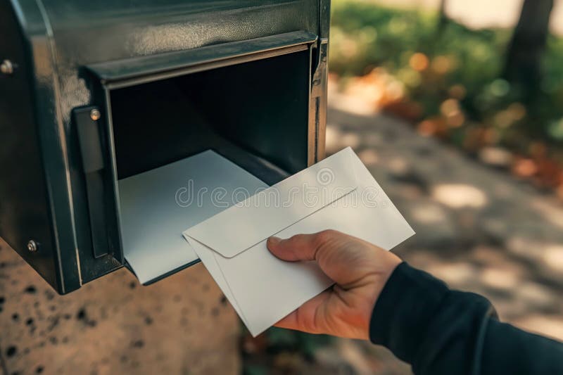 Hand Placing Letter in Mailbox. Sending Mail Concept. Stock Image ...