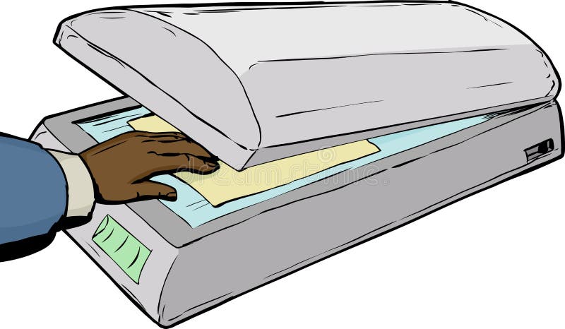 Hand Placing Paper in Scanner Stock Illustration - Illustration of ...