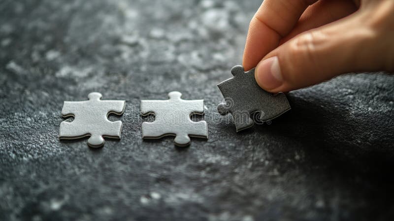 Hand Placing Puzzle Piece into Position Stock Illustration ...