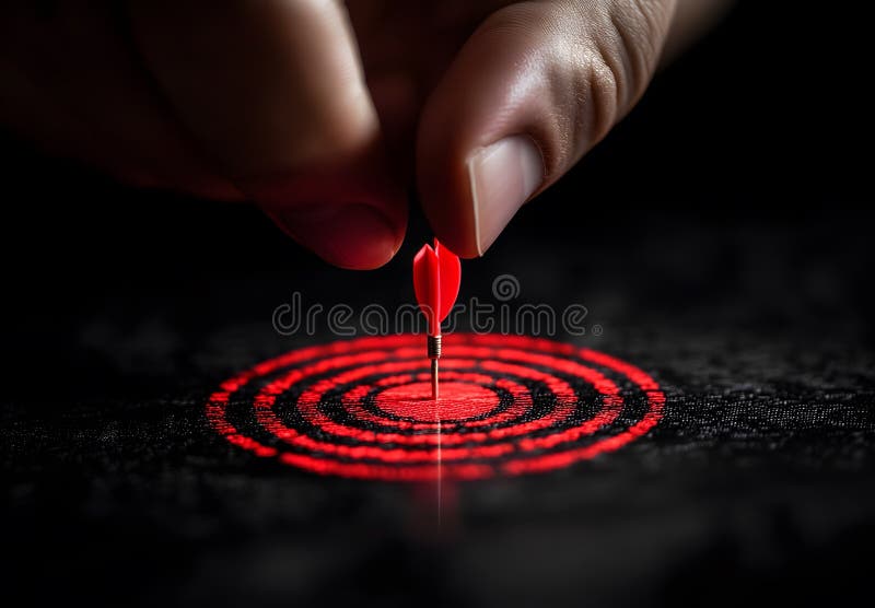 Hand Placing Red Dart Pin on Digital Target - Concept of Precision ...
