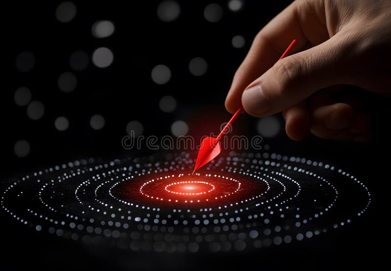 Hand Placing Red Dart Pin on Digital Target - Concept of Precision ...