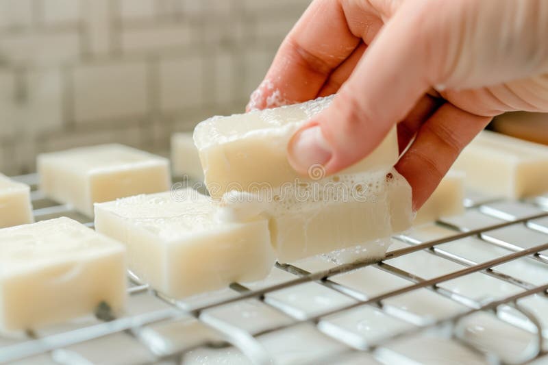Hand Placing Solid Shampoo Bar on a Drying Rack Stock Photo - Image of ...