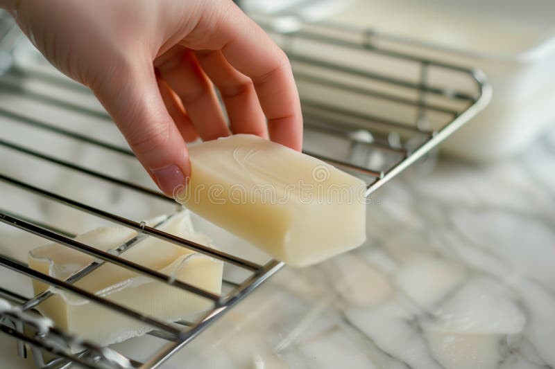 Hand Placing Solid Shampoo Bar on a Drying Rack Stock Image - Image of ...