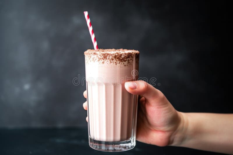Hand Placing a Straw in a Milkshake Stock Image - Image of hand, tasty ...