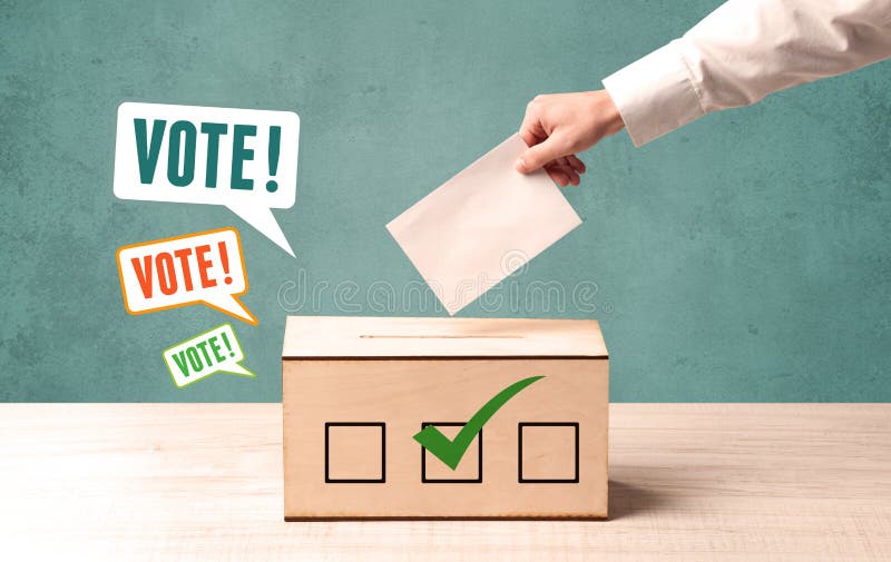 Placing a Voting Slip into a Ballot Box Stock Image - Image of election ...