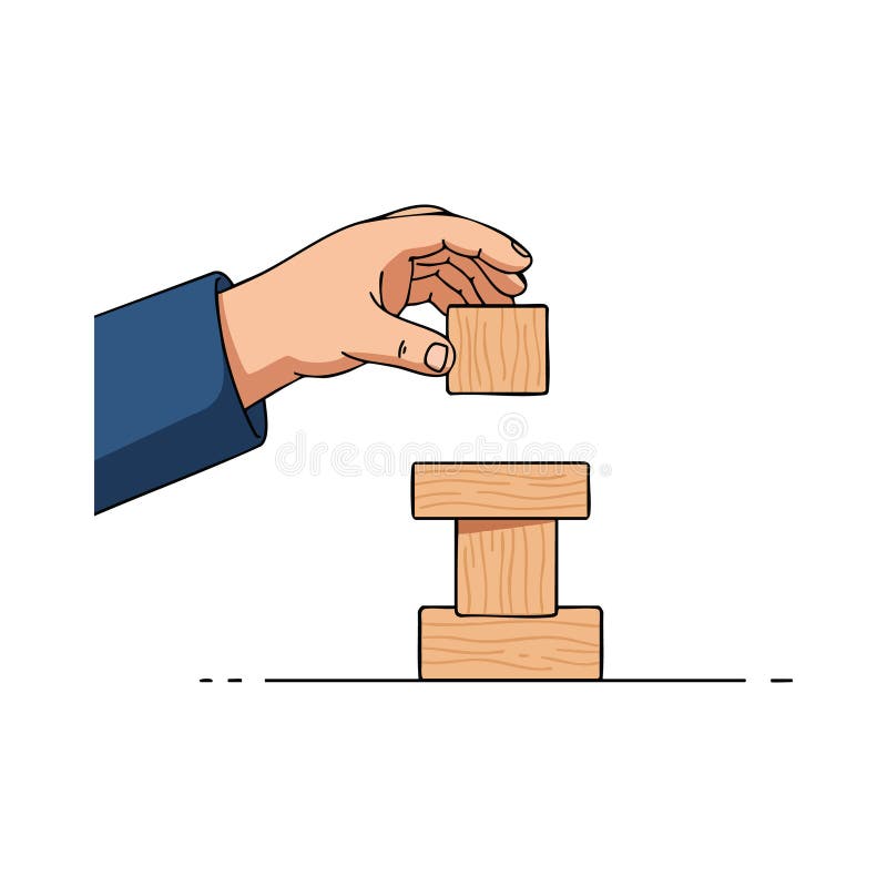 Hand Placing Wooden Block Stock Illustrations – 1,698 Hand Placing ...