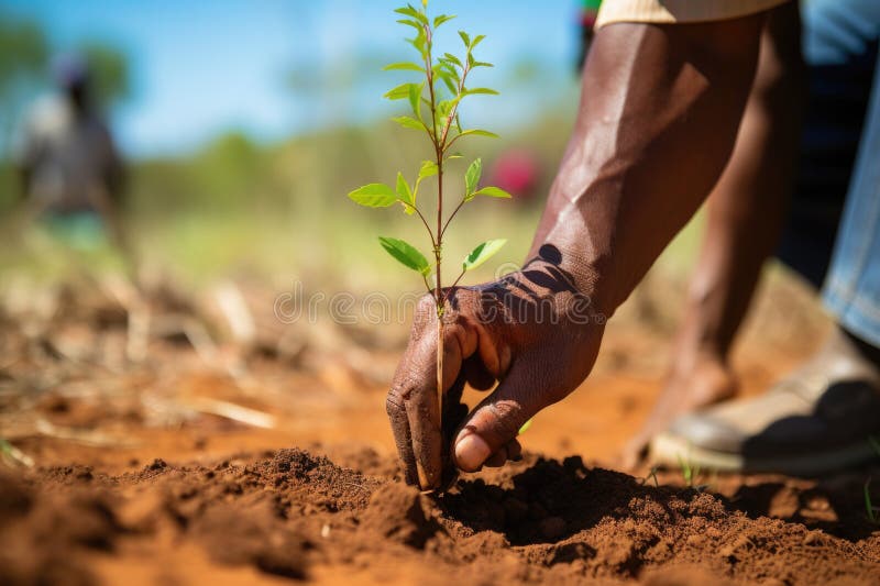 Hand Planting an Indigenous Tree Sapling Stock Illustration ...