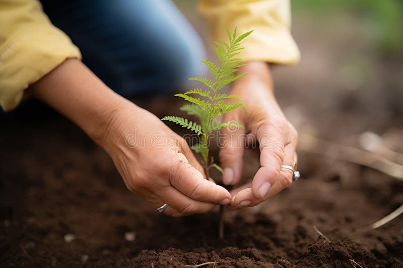 Hand Planting Sapling in a Soil Stock Image - Image of generated ...