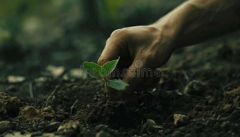 A Hand Planting a Seedling, New Life in Nature Collection Stock ...