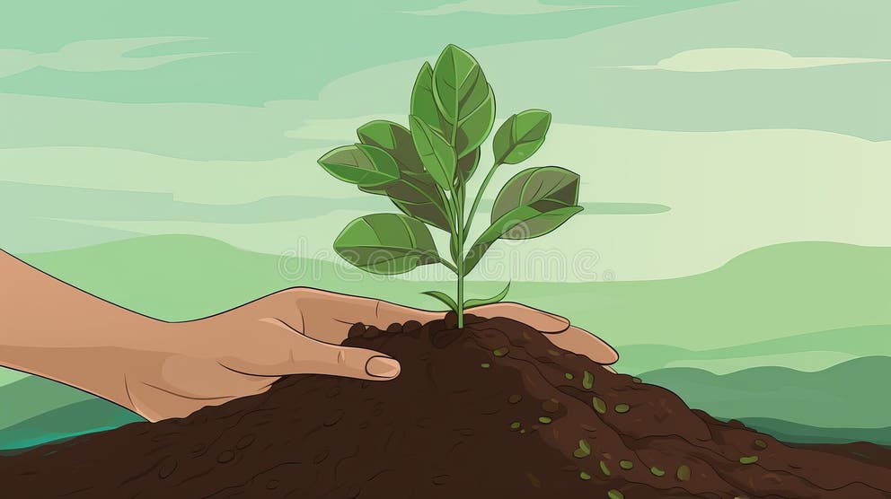 Hand planting a tree stock illustration. Illustration of gardening ...