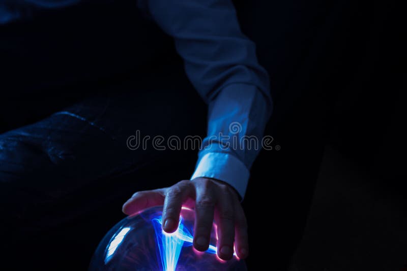 Mystical hand with plasma stock image. Image of physics - 87760719