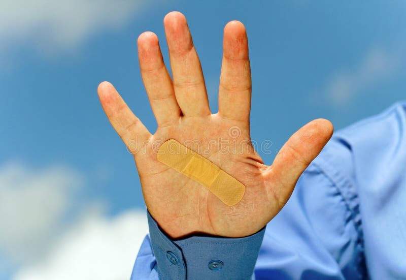 Hand with plaster. stock photo. Image of recovery, cloud - 25335358