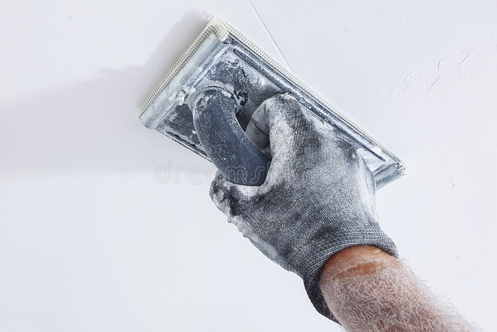 Plasterer Polishing Ceiling Stock Photo - Image of home, improvement ...
