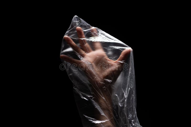 Hand in Plastic Bag. Ban and Reducing of Plastic in Environment Stock ...