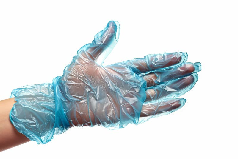 Hand in Plastic Glove on White Background Stock Image - Image of gloves ...