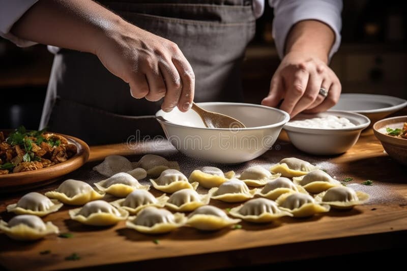 Hand Plating Freshly Made Empanadas on a Porcelain Dish Stock Photo ...