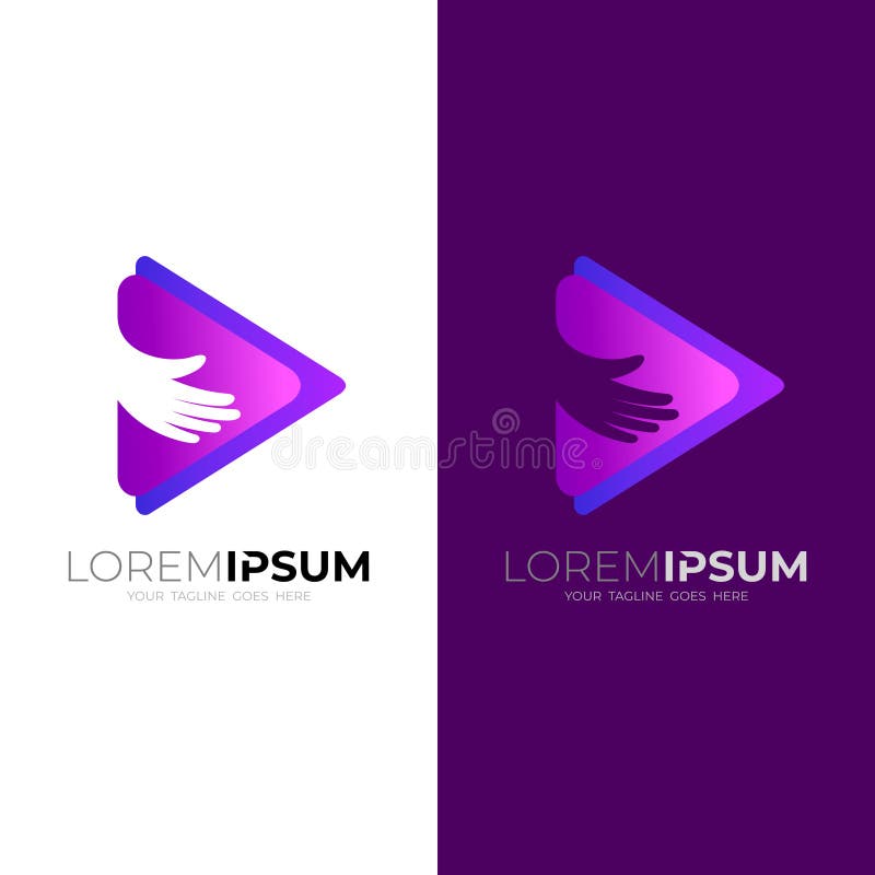 Hand and Play Logo with Design Combination, Technology Icon Stock ...