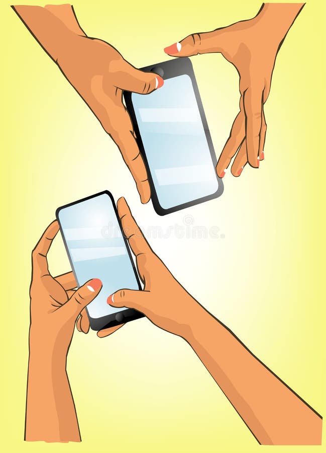Hand play mobile phone stock illustration. Illustration of internet ...