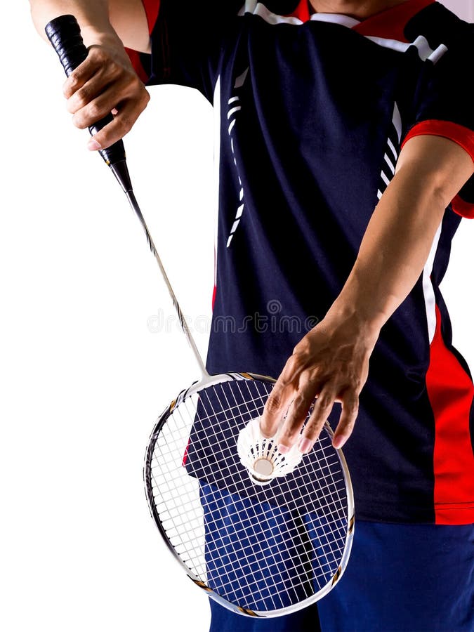 Badminton Player Holding Racket and Shuttlecock Stock Image - Image of ...