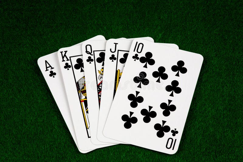 Hand of Playing Cards on a Green Felt Table Top Stock Photo - Image of ...