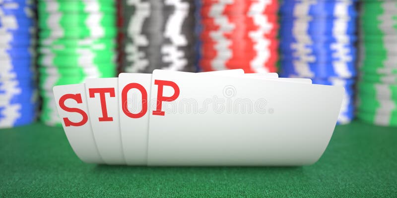 A Hand of Playing Cards with Stop Text. 3d Rendering Stock Illustration ...