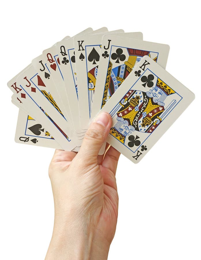 Hand with Playing Cards, on White (clipping Path). Stock Photo - Image ...