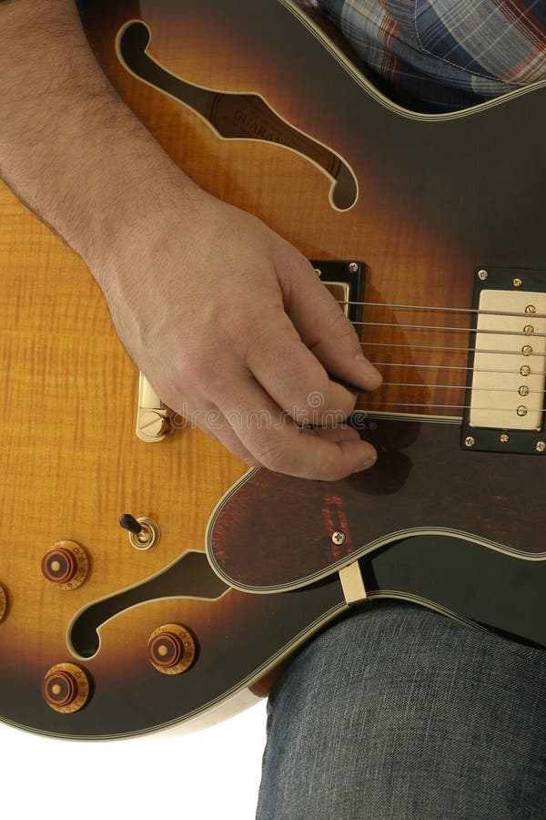 Hand playing guitar stock image. Image of hand, jazz, check - 347669