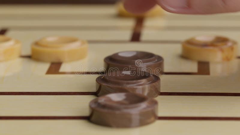 Nine Men Morris Board Game Challenge with Two People Stock Video ...