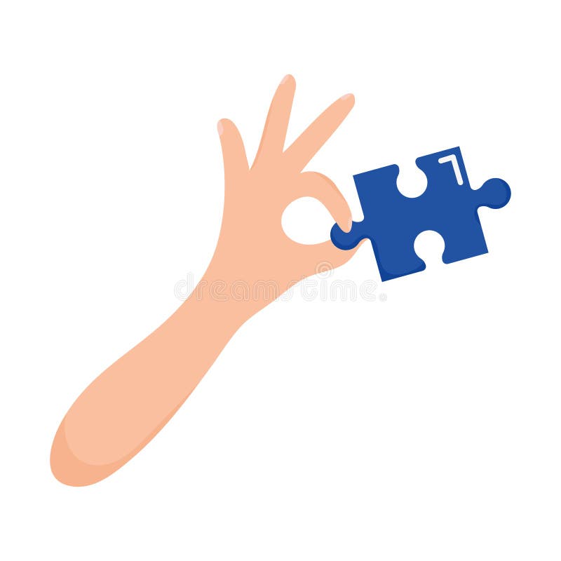 Hand playing with puzzle stock vector. Illustration of leisure - 273127621
