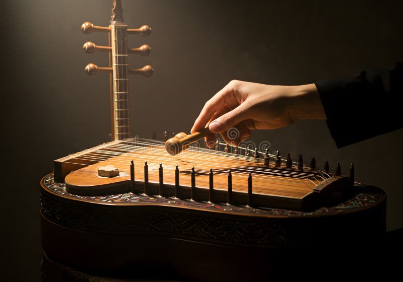 Hand Playing Traditional Stringed Instrument Stock Illustration ...