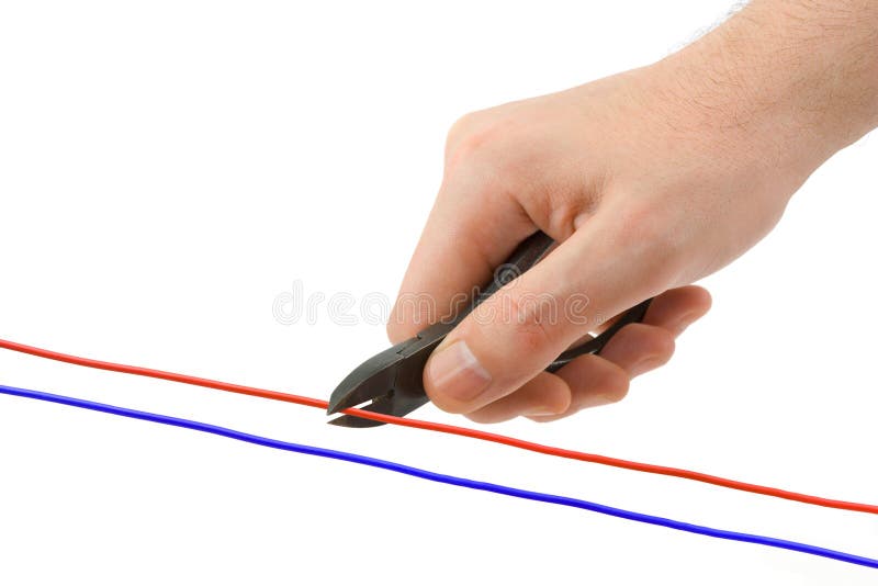 Hand, pliers and cable stock photo. Image of idea, construction - 5750692