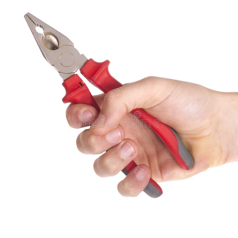 Hand holding pliers stock image. Image of hand, cutting - 33425573