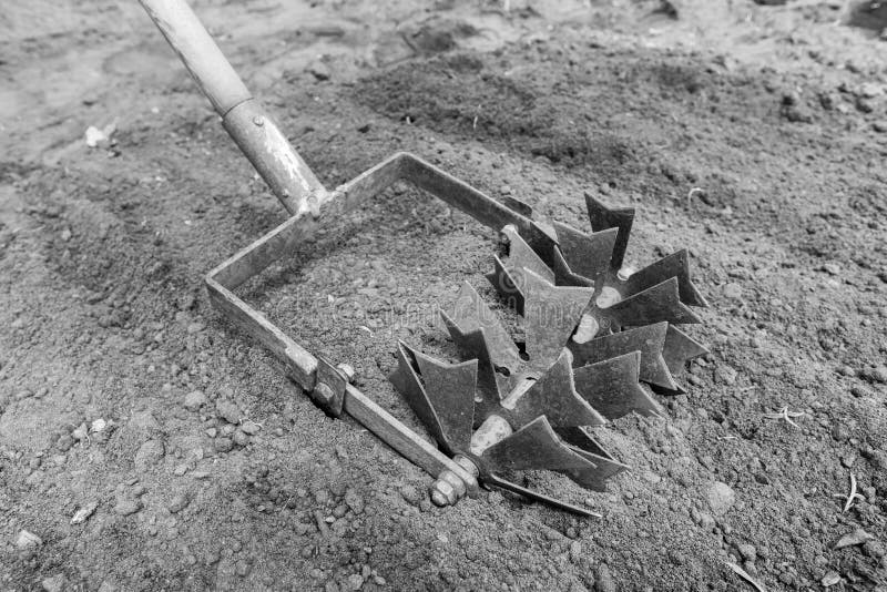 Hand Plow. Black and White Photography Stock Image - Image of garden ...