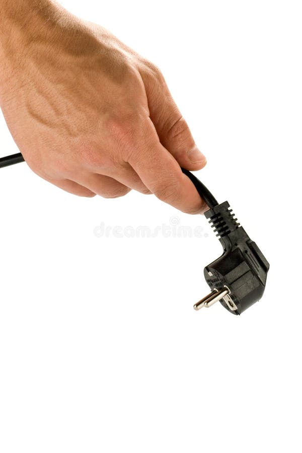 Hand with an Electric Plug and Socket Stock Photo - Image of white ...