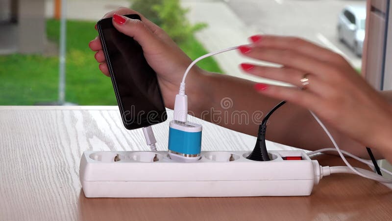 Charging Mobile Devices with Power Blank Top View Stock Video - Video ...