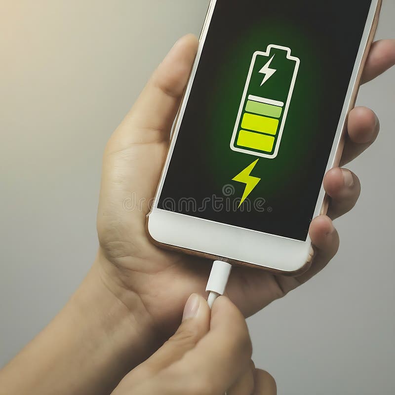 Hand Plugging the Charger into Smartphone for Charging Low Battery ...