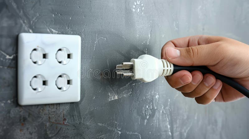 Hand Plugging a Power Cord into an Outlet Stock Illustration ...