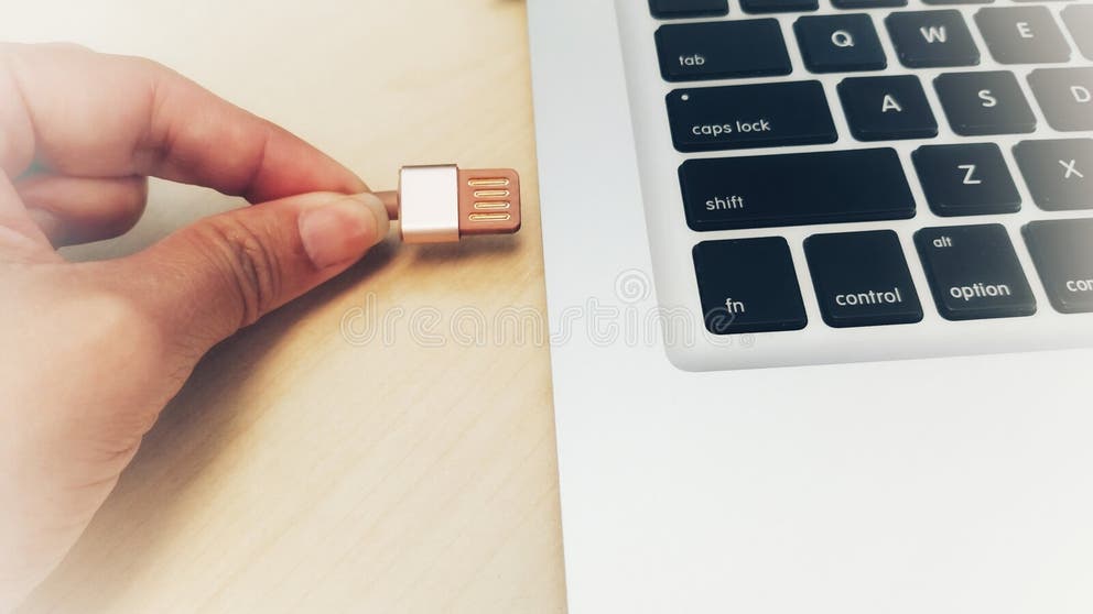 Plugging USB into the Computer Stock Photo - Image of abstract ...