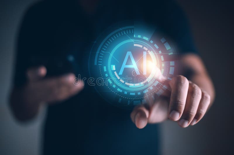 Hand Point Finger AI Future Cyber Technology Digital Futuristic. AI ...